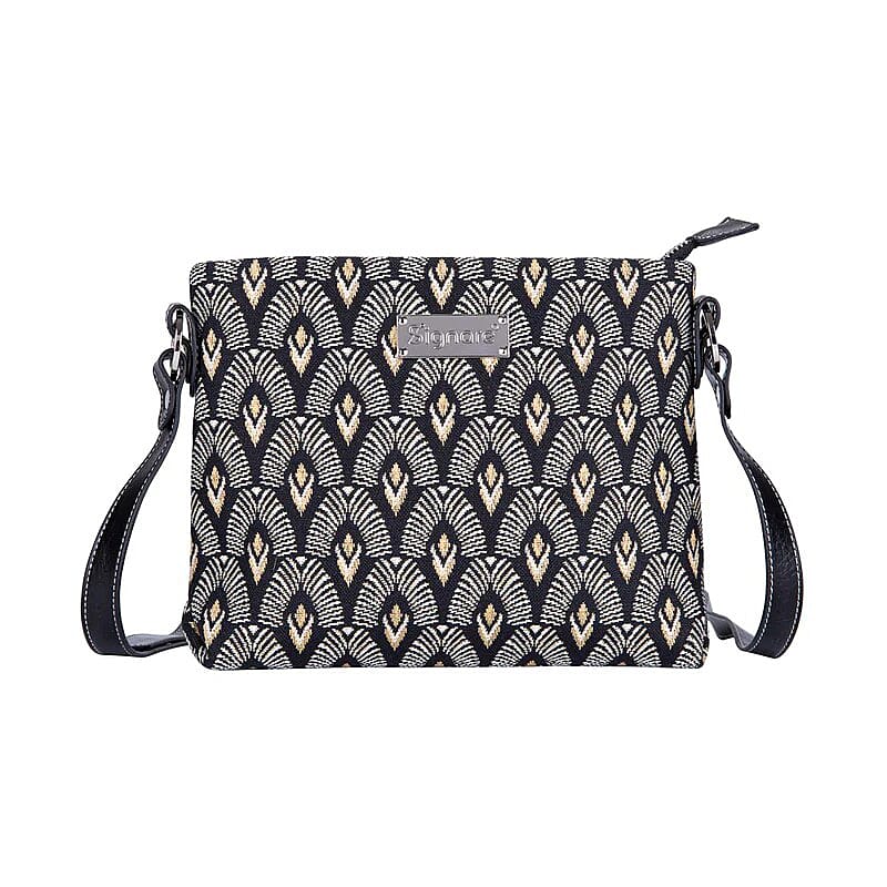 Signare Tapestry Fiber Crossbody Bag - Gold Black - 7759641 - TJC