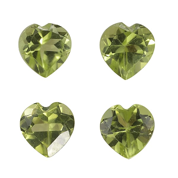 Set of 4 Peridot Loose Gemstones in Heart Shape (4.0mm) - 7763295 - TJC