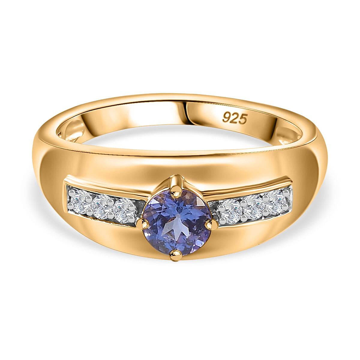 Premium Tanzanite and Natural Zircon Ring in 18K Vermeil Yellow Gold ...