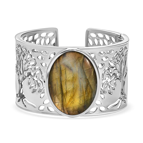 Labradorite Cuff Bangle - White 72 Cts - 7767667 - TJC