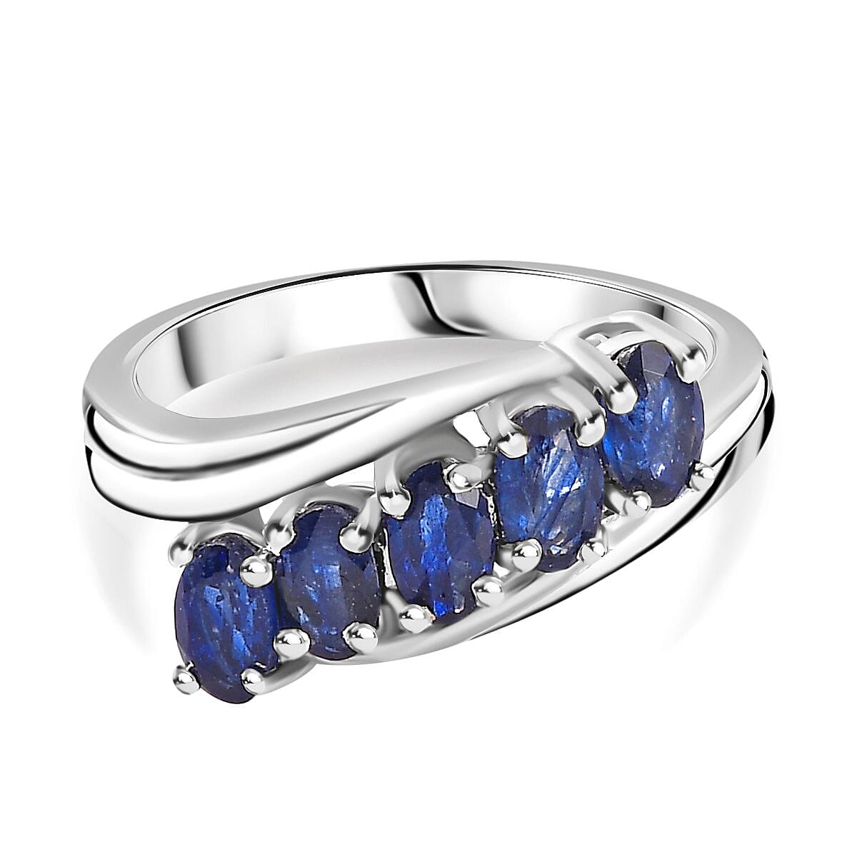 Masoala Sapphire 5-Stone Bypass Ring in Platinum Overlay Sterling ...