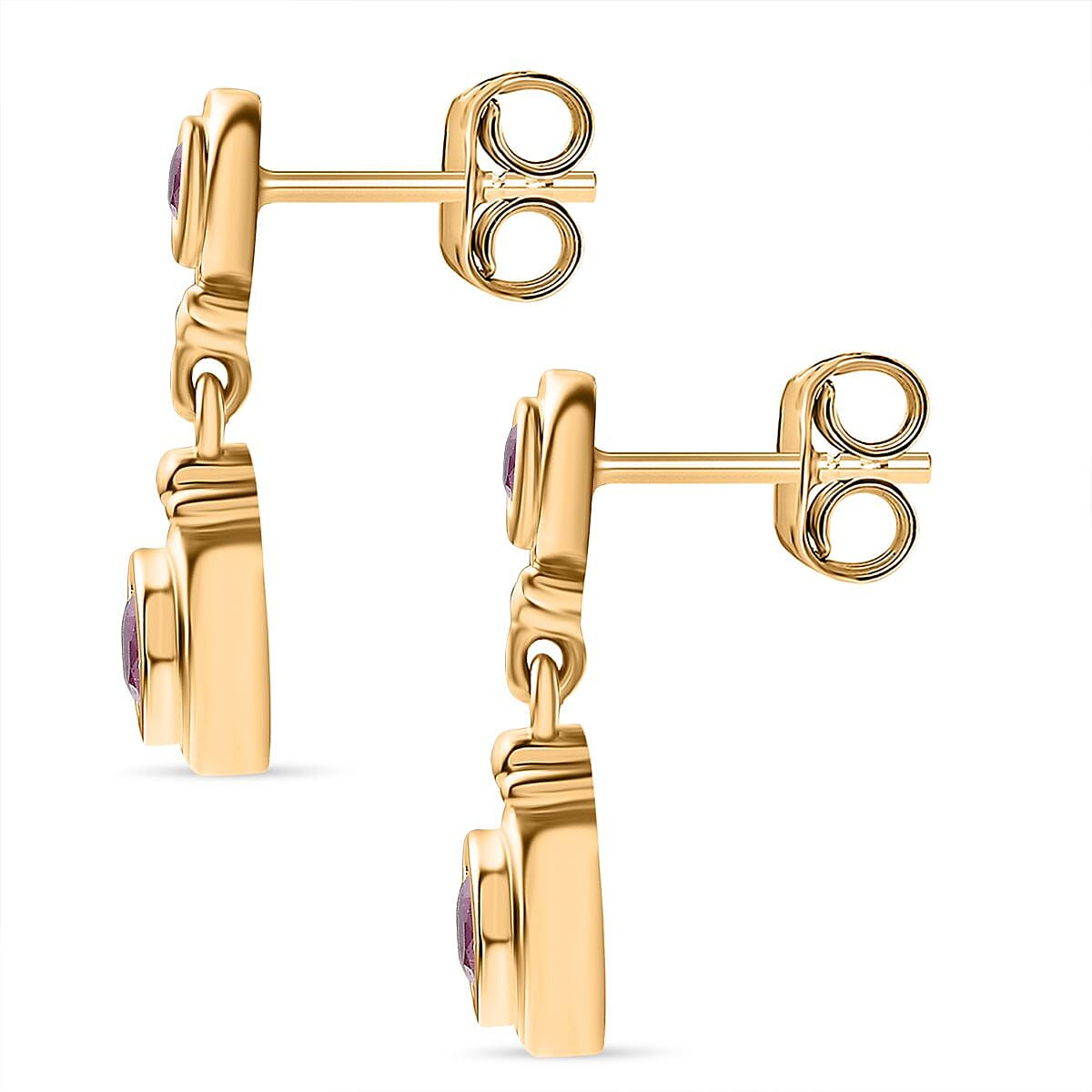 John Saul Ruby and Moissanite Dangle Earrings in 18K Vermeil Yellow ...
