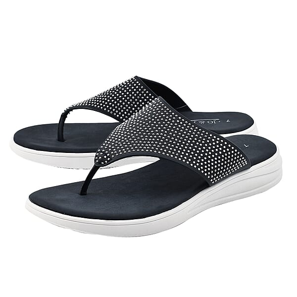 Jo & Joe Toe Post Mule LADY Sandals - Navy - 1713431087 - TJC