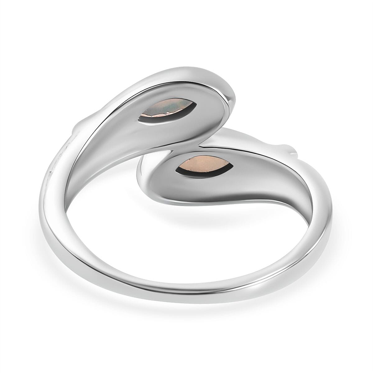 Ethiopian Welo Opal Bypass Ring in Platinum Overlay Sterling Silver ...