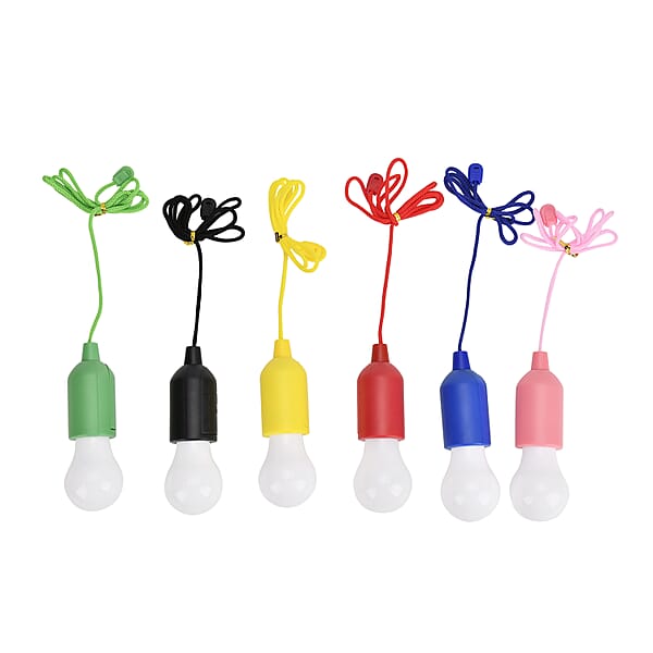 Set of 6 Pull Cord LED Light 0.5W (3 AAA Battery not Inc.) - Multi ...