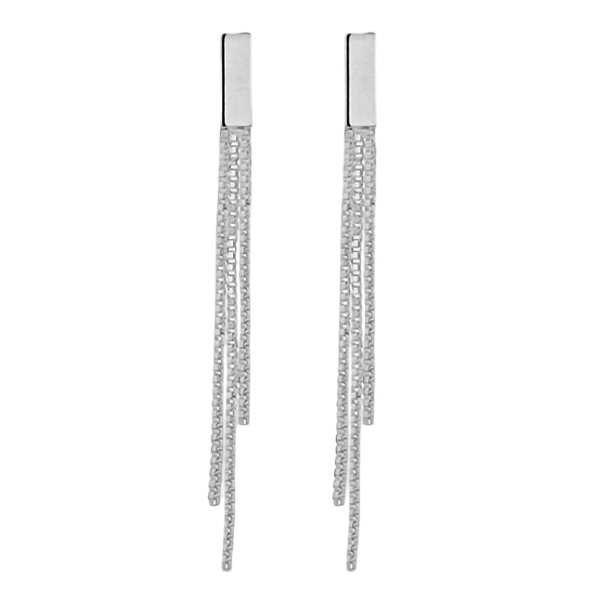 Rhodium Overlay Sterling Silver Drop Stud Earrings - 7782171 - TJC