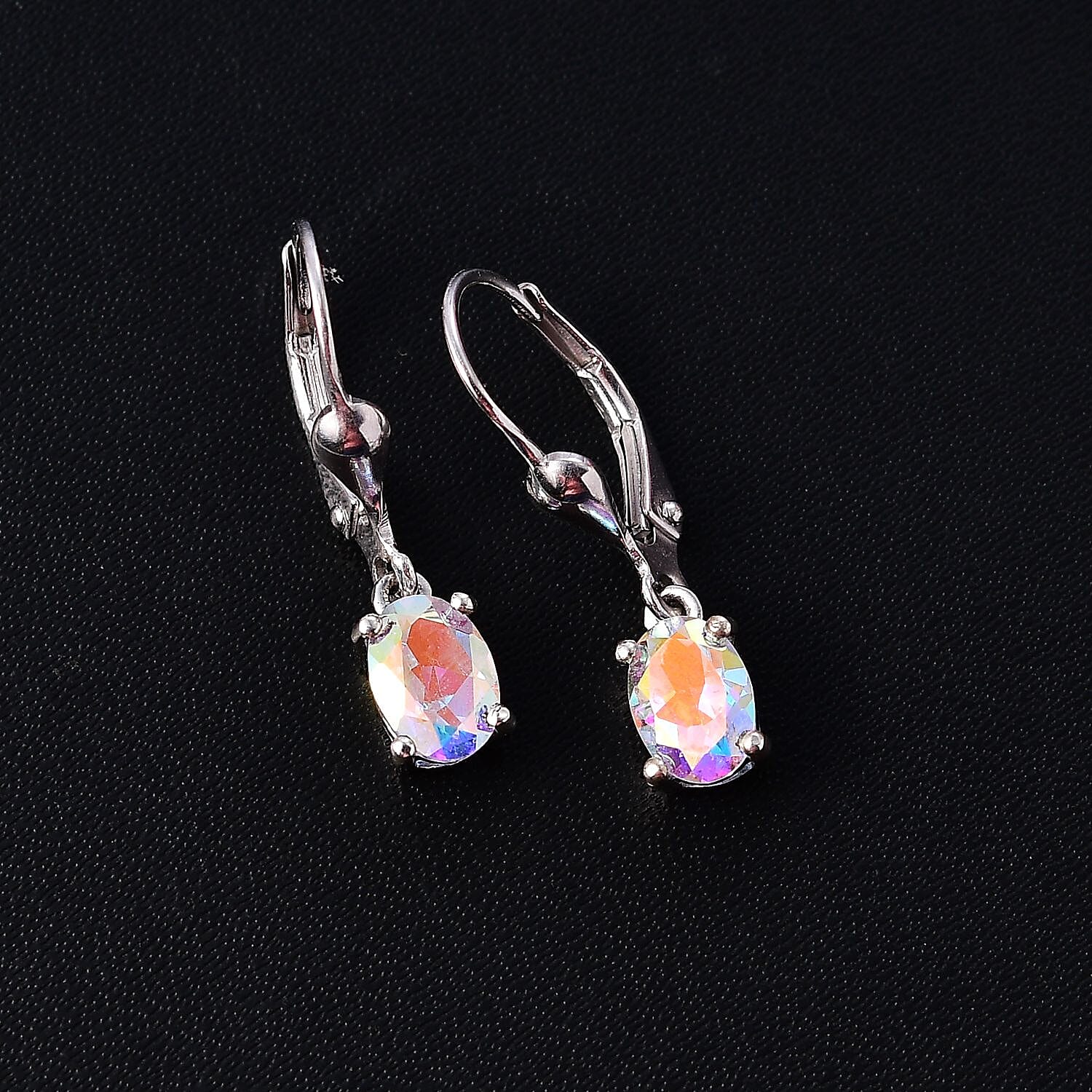 Mercury Mystic Topaz Solitaire Earrings in Rhodium Overlay Sterling ...