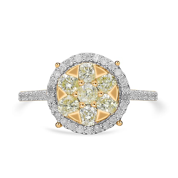 The Rare Find - Yellow Diamond Ring in 9K Yellow Gold with White ...