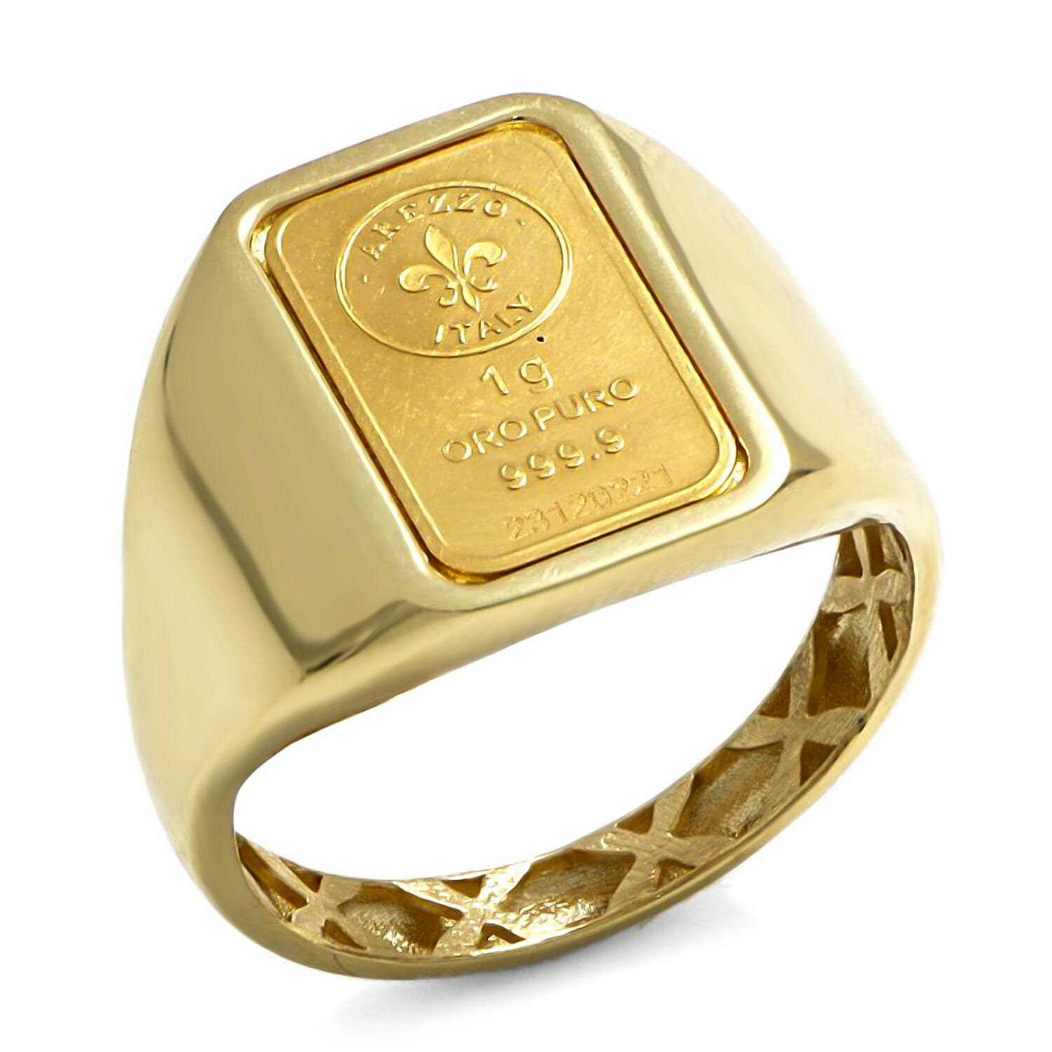 Maestro Collection - 24K Ingot Bar in 9K Yellow Gold Signet Ring ...