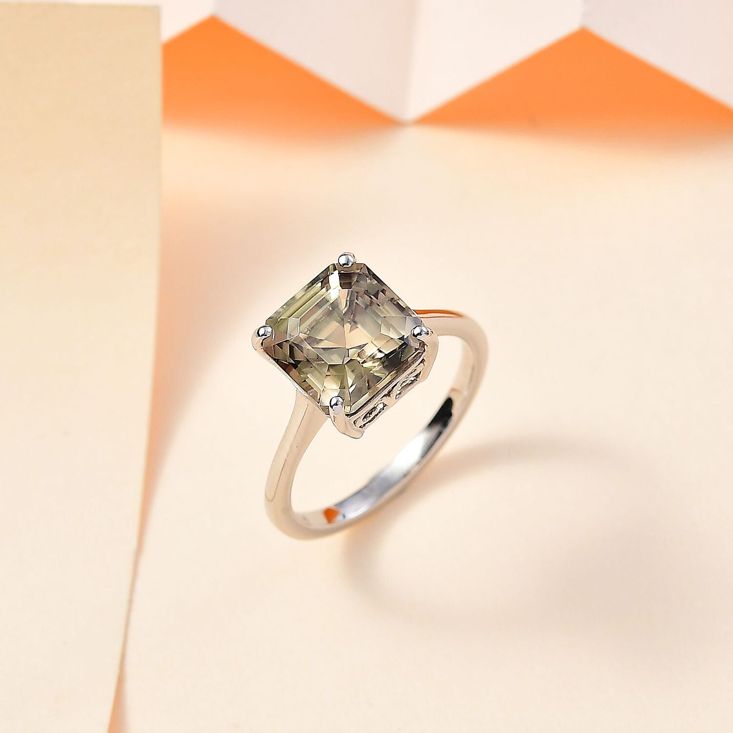 950 Platinum AAAA Turkizite (ASSCHER CUT) Solitaire Ring 5.20 Ct, Platinum Wt. 5.45 Gms ...