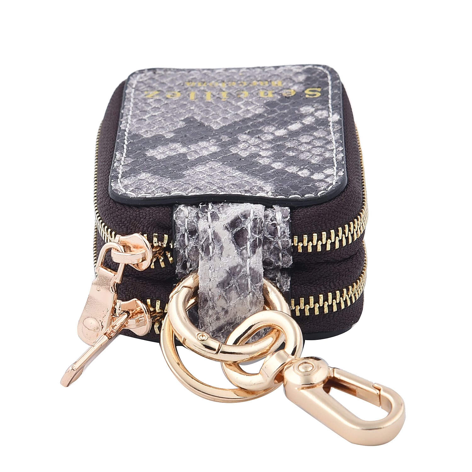 SENCILLEZ 100% Genuine Leather Snake Pattern Key Holder Chain with ...