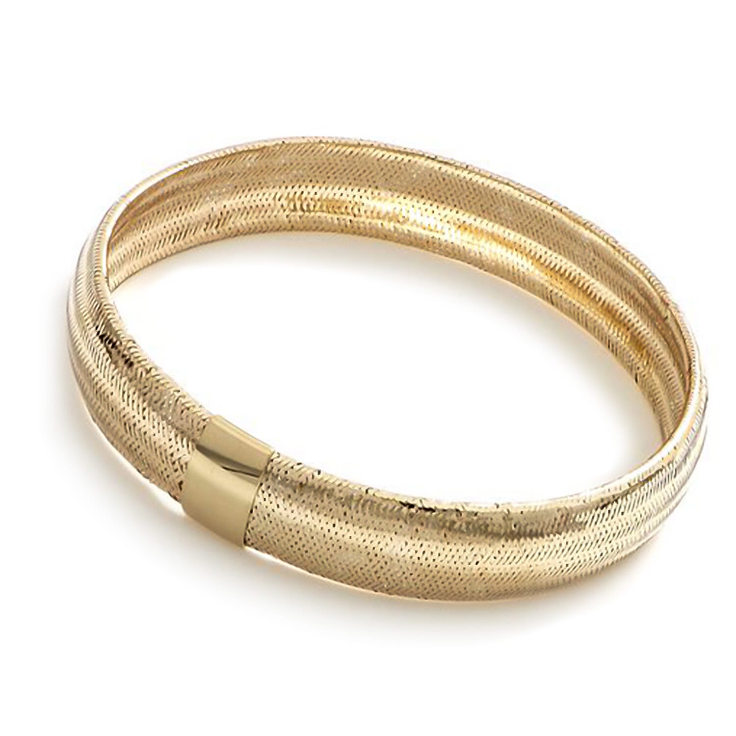 Maestro Collection - 9K Yellow Gold Stretchable Mesh Bangle (Size 7.5 ...