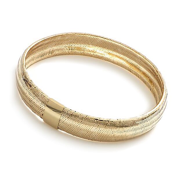 Maestro Collection - 9K Yellow Gold Stretchable Mesh Bangle (Size 7.5 ...