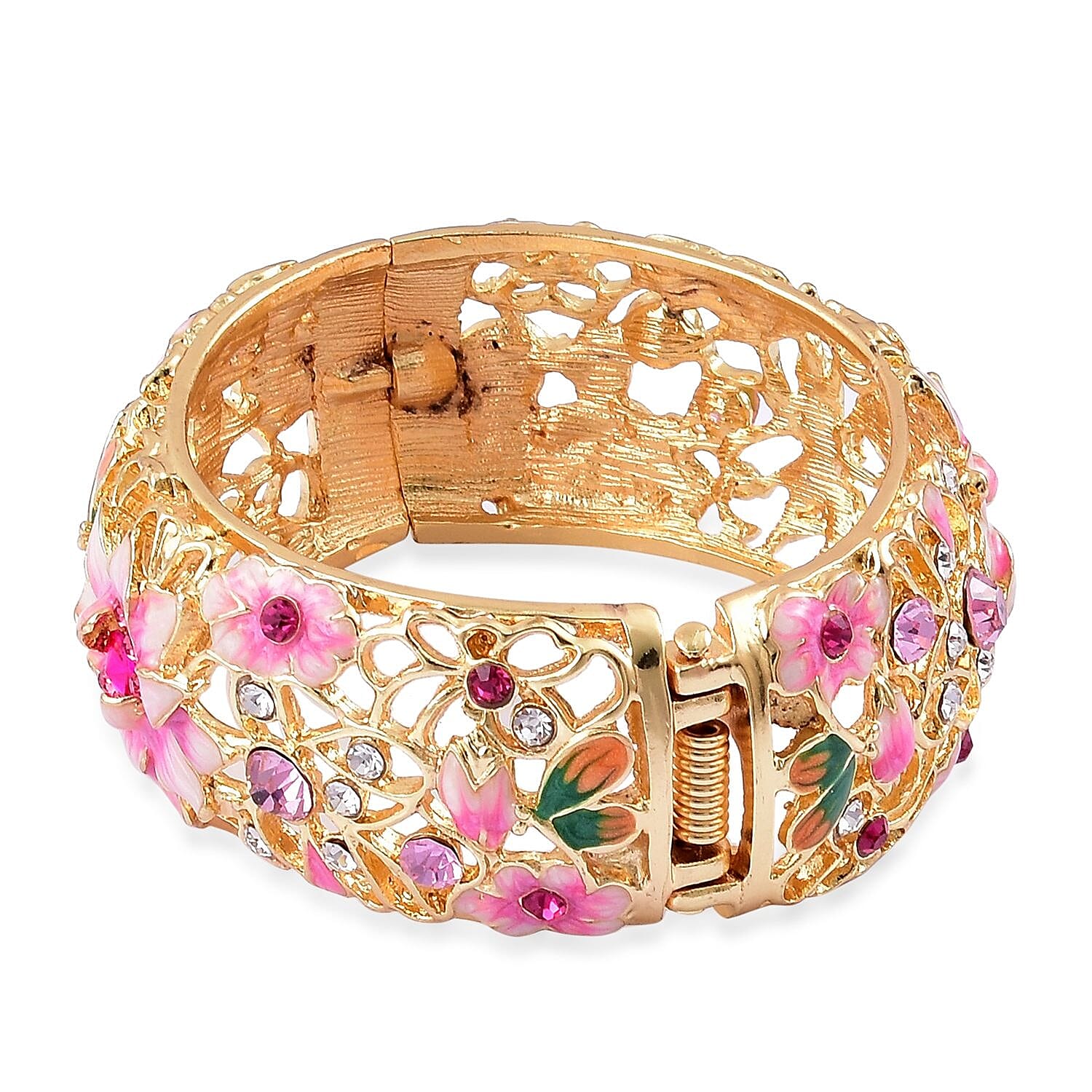 Designer Inspired Multi Colour Austrian Crystal Hinged Bangle in ...
