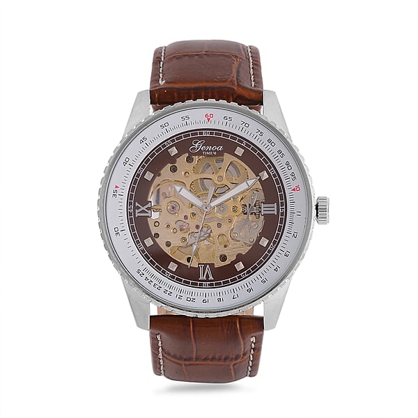 GENOA TIME V2 Automatic Skeleton Leather Watch - 7792849 - TJC