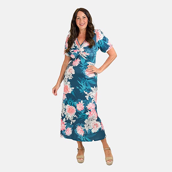 Styled by Floral Print Maxi Dress (Size S) - Aqua - 7793944 - TJC