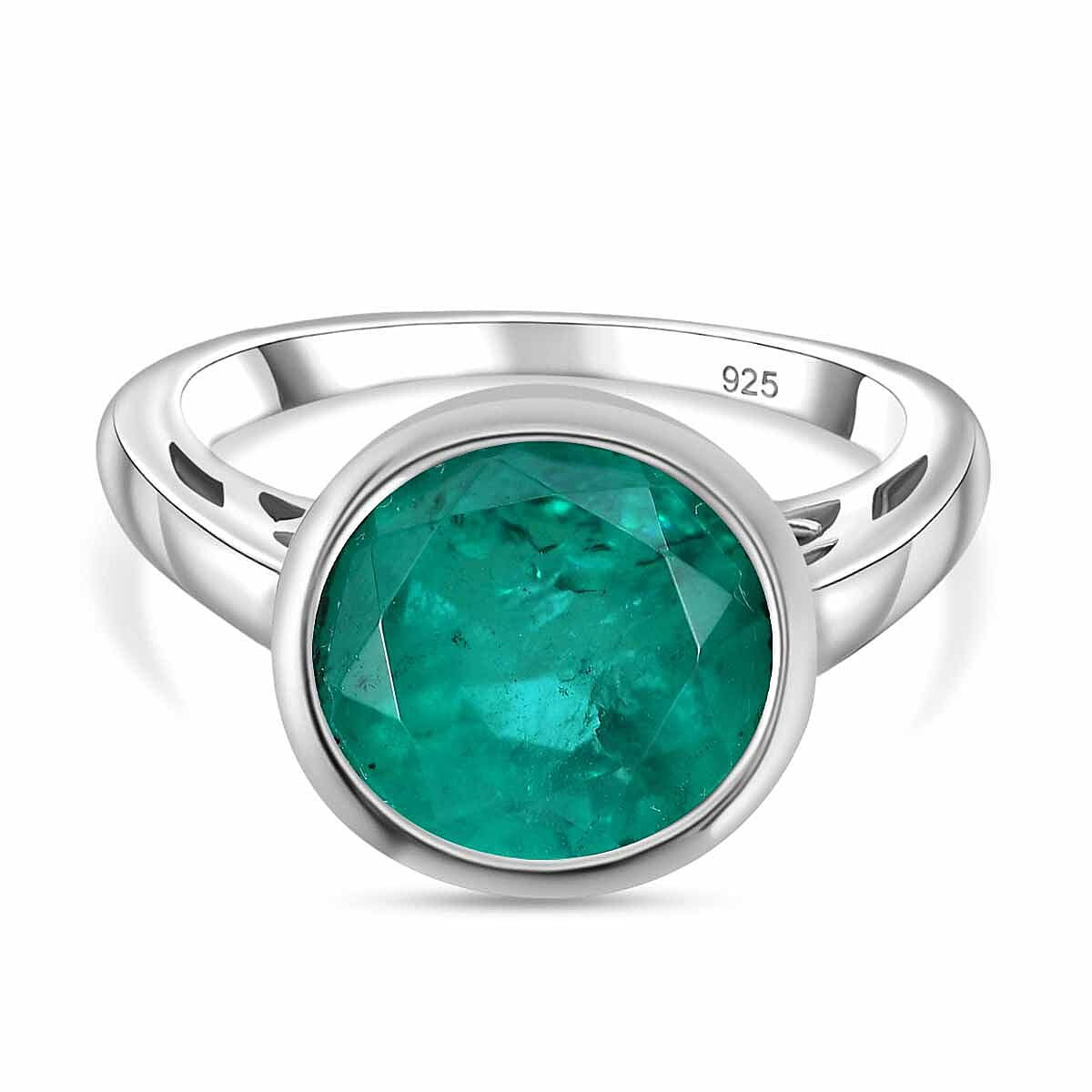 Emeraldine Quartz Solitaire Ring in Platinum Overlay Sterling Silver 4. ...