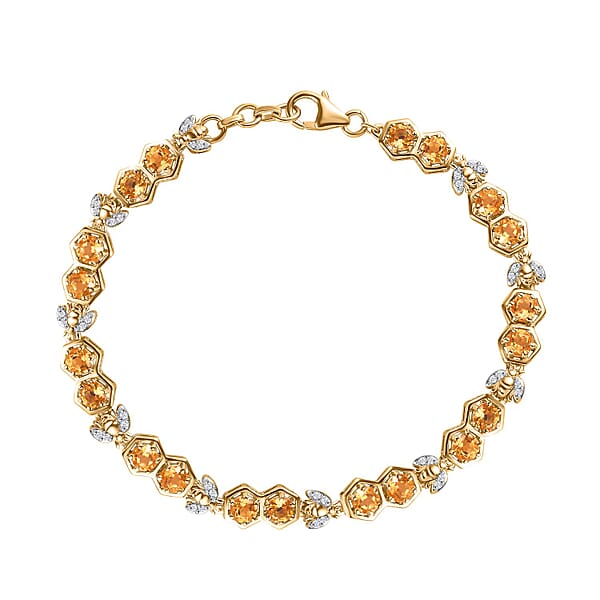 GP HoneyComb Collection - Citrine and Natural Zircon Bracelet (Size - 8 ...