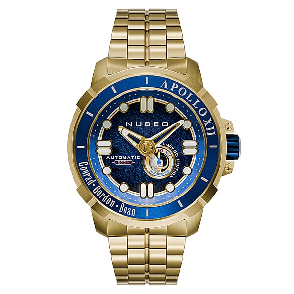 NUBEO APOLLO Automatic Movt. Blue Dial 20ATM WR Watch with Stainless ...