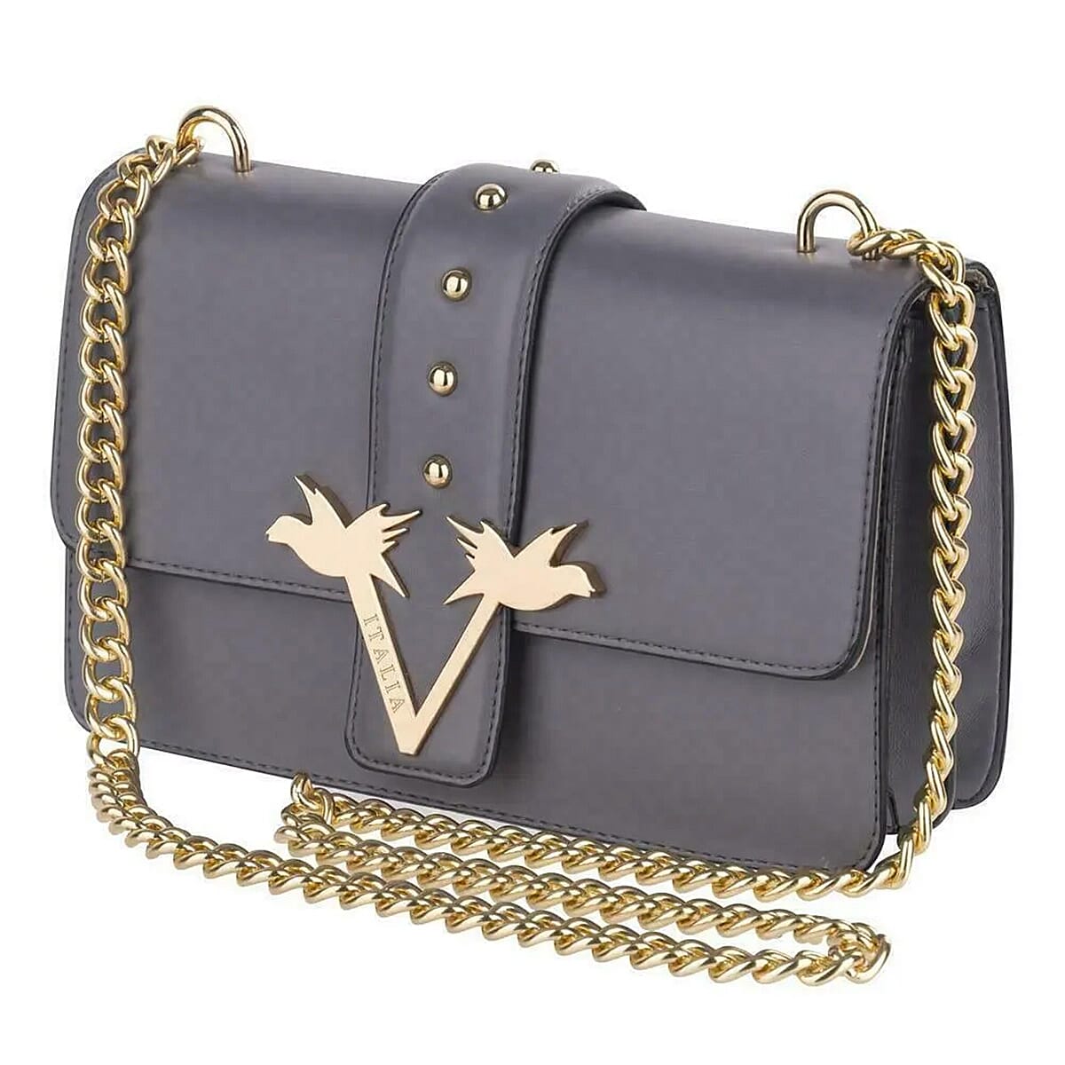 19V69 Womens Leatherette Shoulder Bag with Chain Strap - Grigio ...