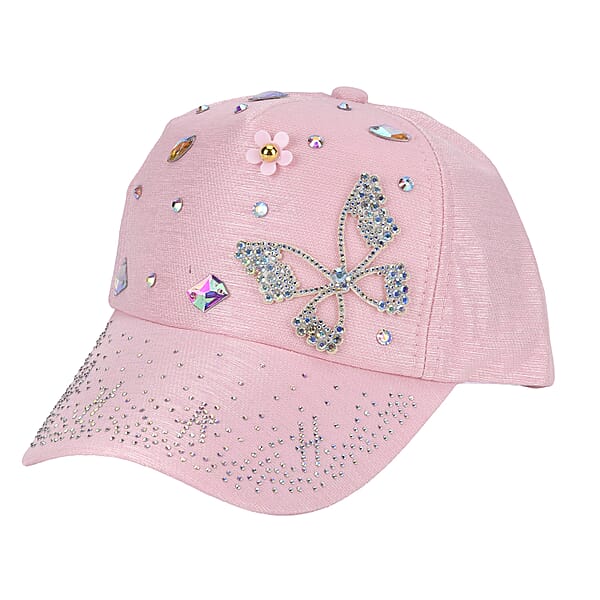 Stylish Sparkling Rhinestone Butterfly Cap (Size 58-60 cm) - Pink ...