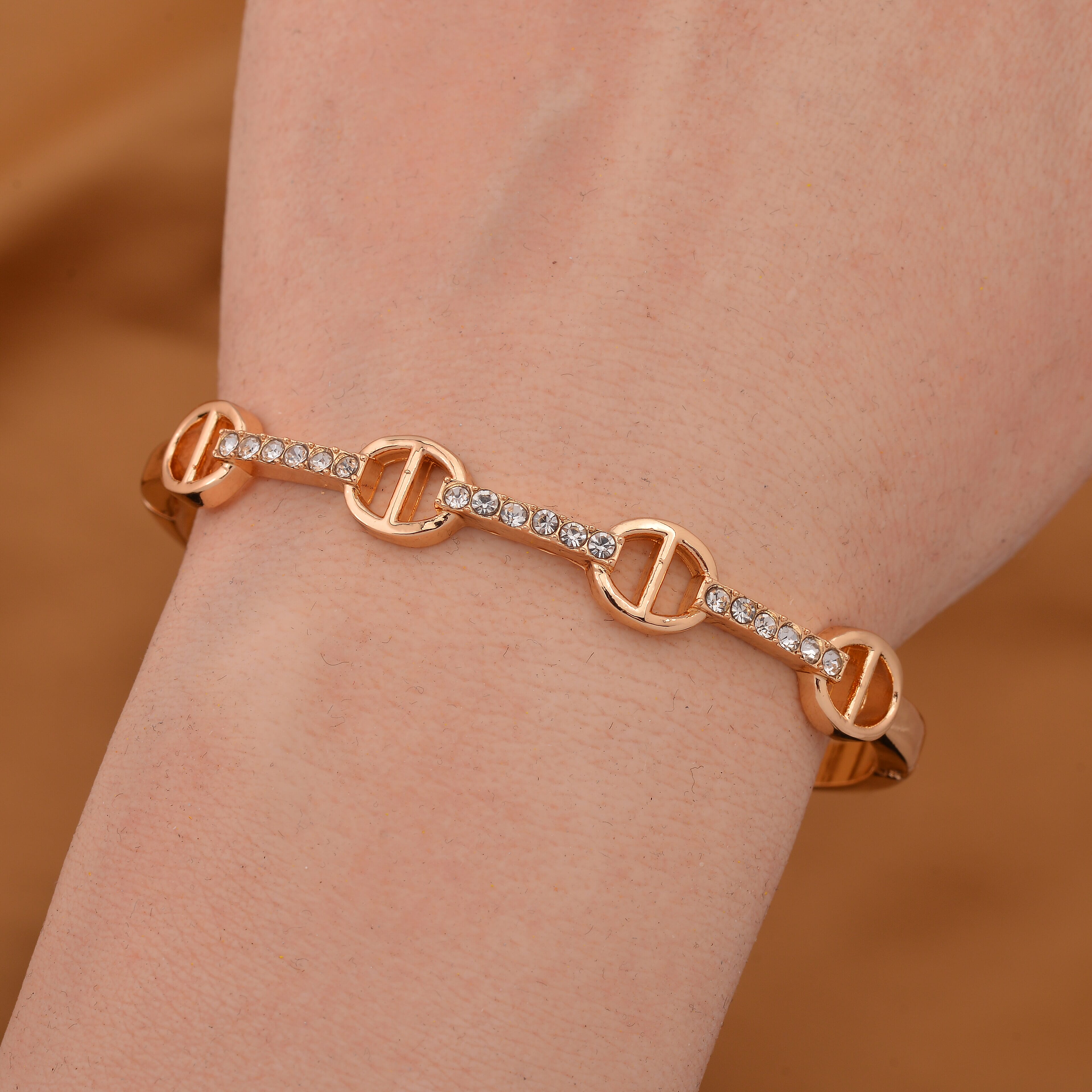 Designer Inspired -White Crystal Austrian Bangle - 7807731 - TJC