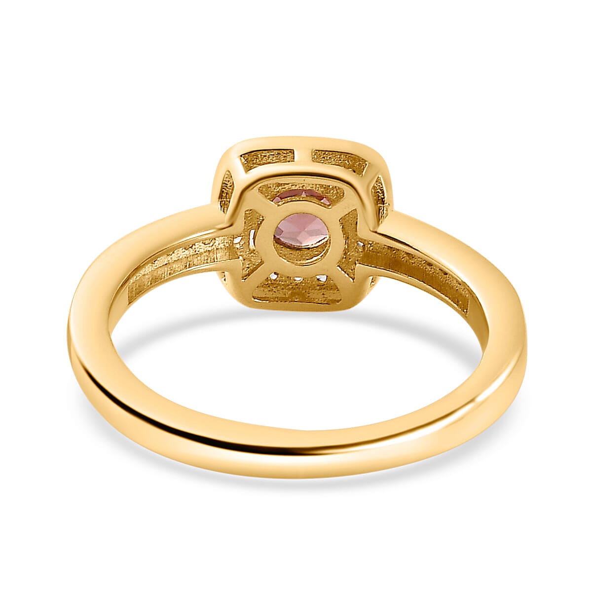 Tanzanian Blush Garnet and Natural Zircon Halo Ring in 18K Yellow Gold ...