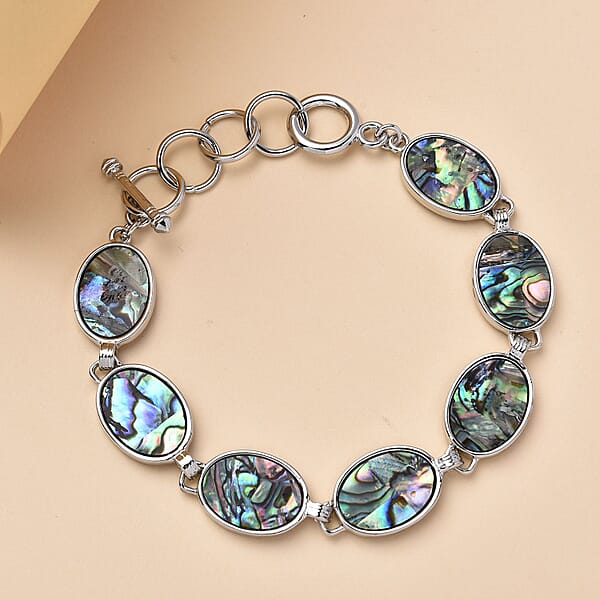 One Time Closeout Deal - Abalone Shell Link Bracelet (Size - 8-1.5 Ext ...