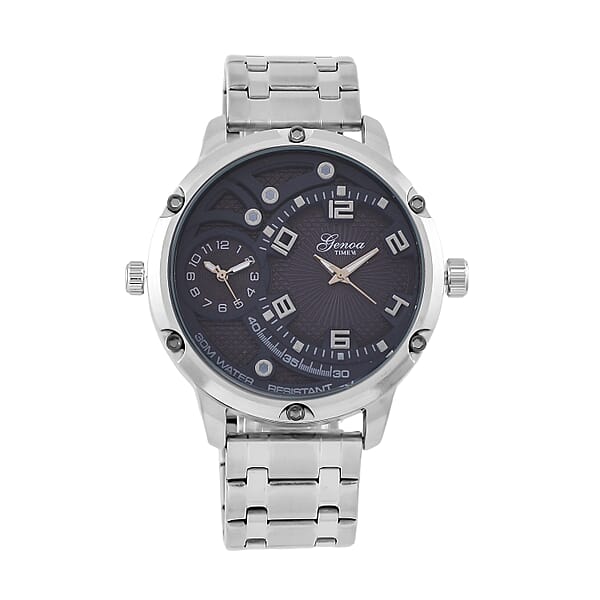 GENOA Japan Movt 3ATM WR Blue Dial Watch with Stainless Steel Chain ...