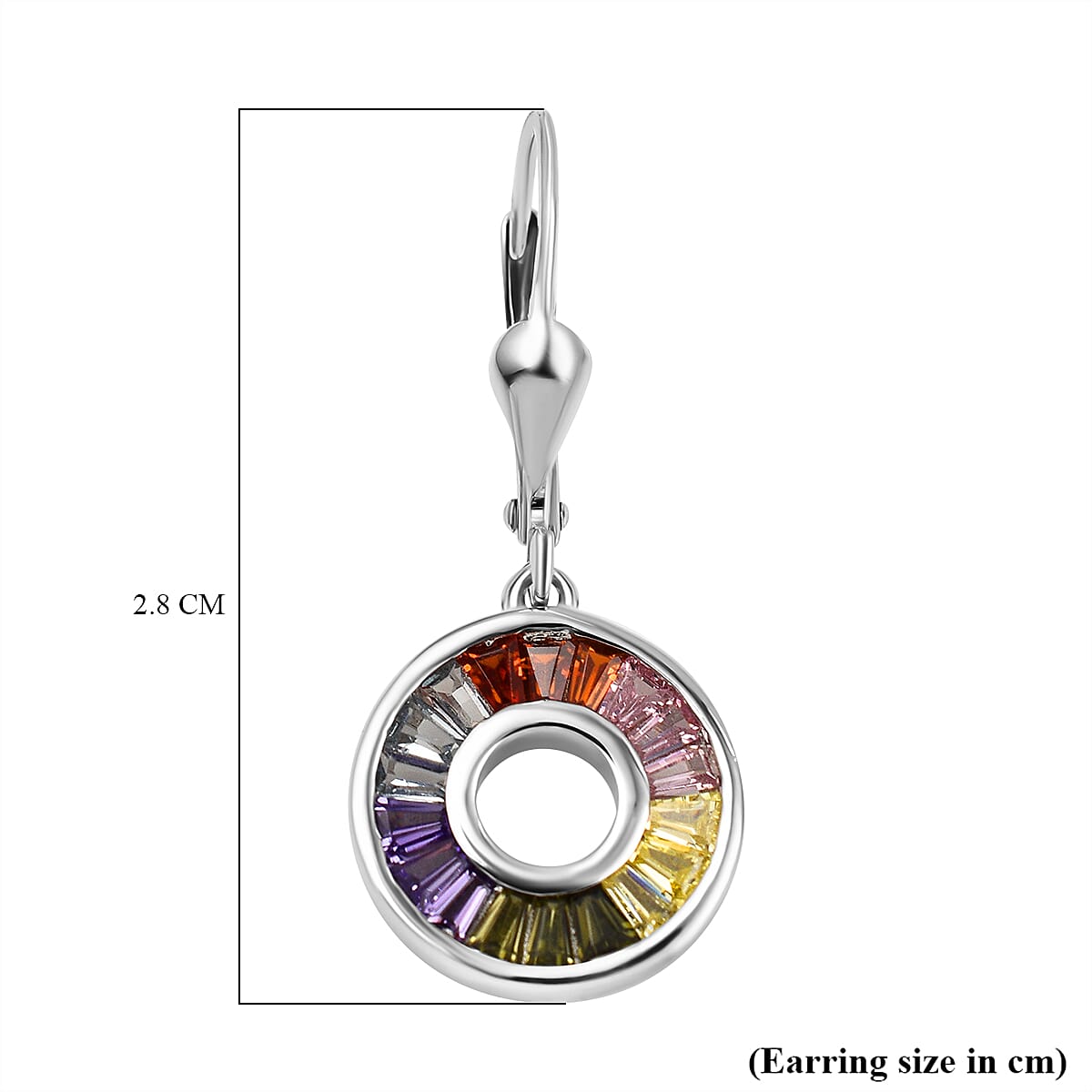 Lustro Stella - Multi Colour Cubic Zirconia Earrings in Rhodium Overlay Sterling Silver ...