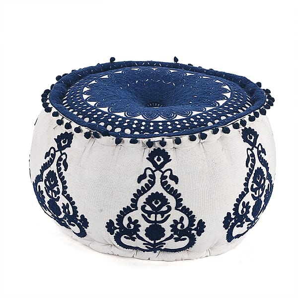 Cotton Embroidered Ottoman - 7817798 - TJC