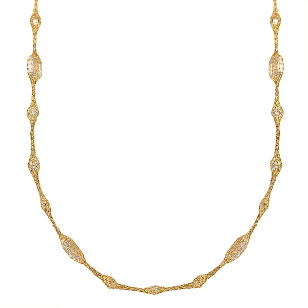 Maestro Collection - 9K Yellow Gold Cubic Zirconia Crochet Necklace ...