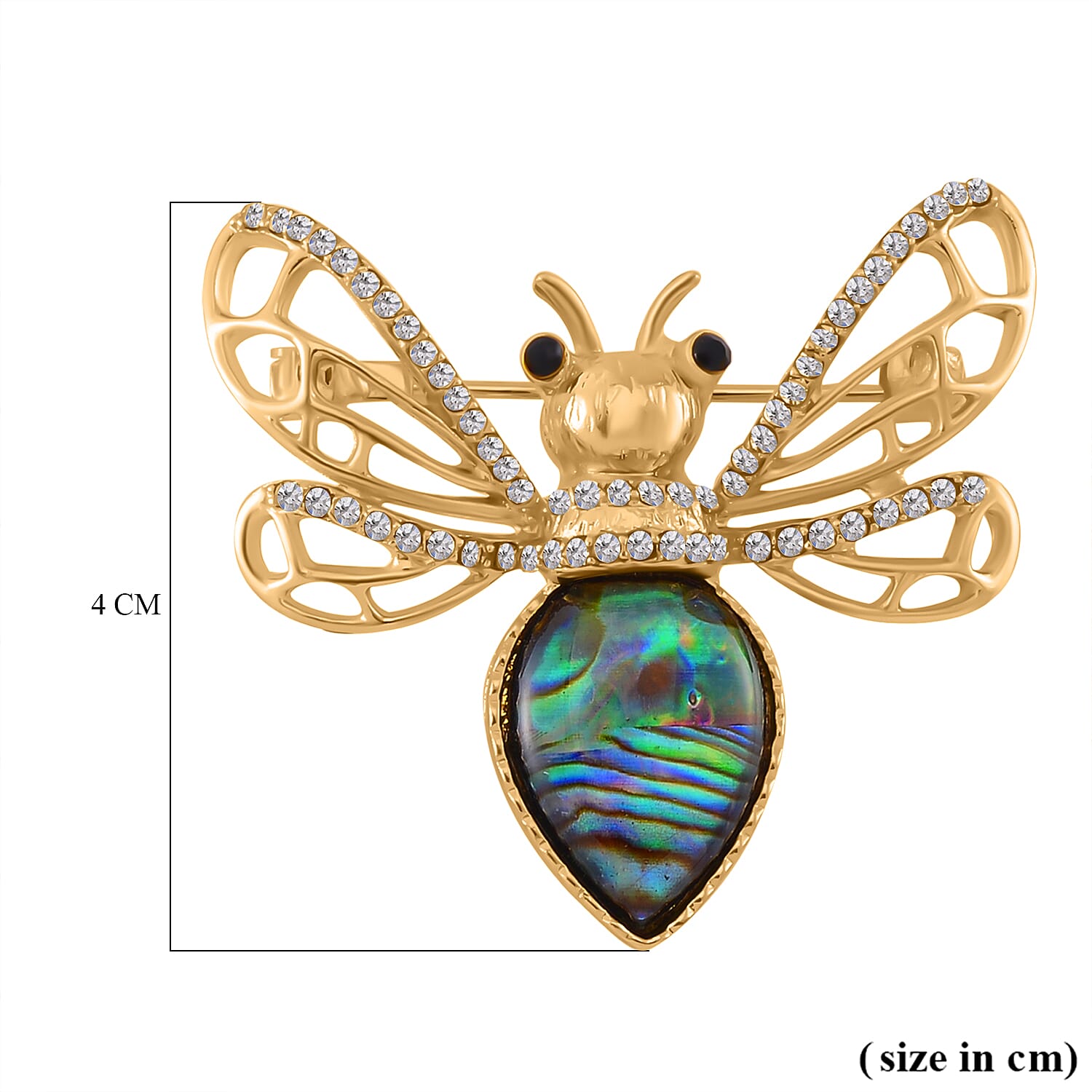 Abalone Shell Bee Motif Crystal Brooch - 7826428 - TJC