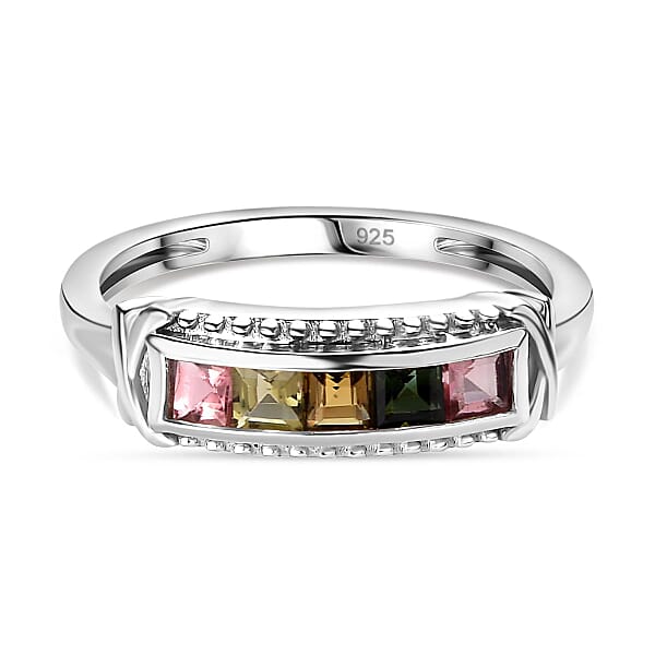 Multi-Tourmaline Ring in Platinum Overlay Sterling Silver - M7826607 - TJC