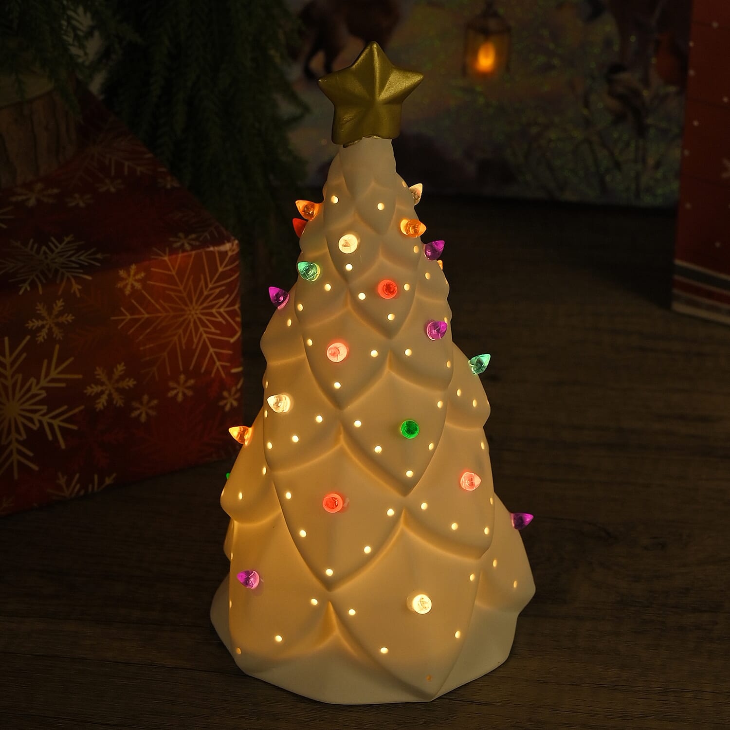 Night Light Christmas Tree Shaped Porcelain Figurine - 7827042 - TJC