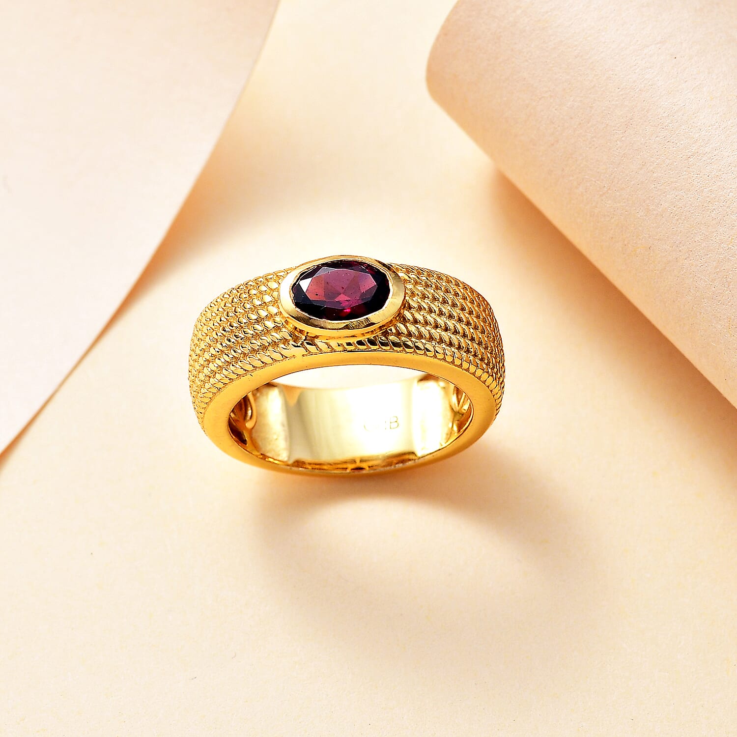 Rhodolite Garnet Solitaire Ring in Yellow Gold Tone - M7827671 - TJC