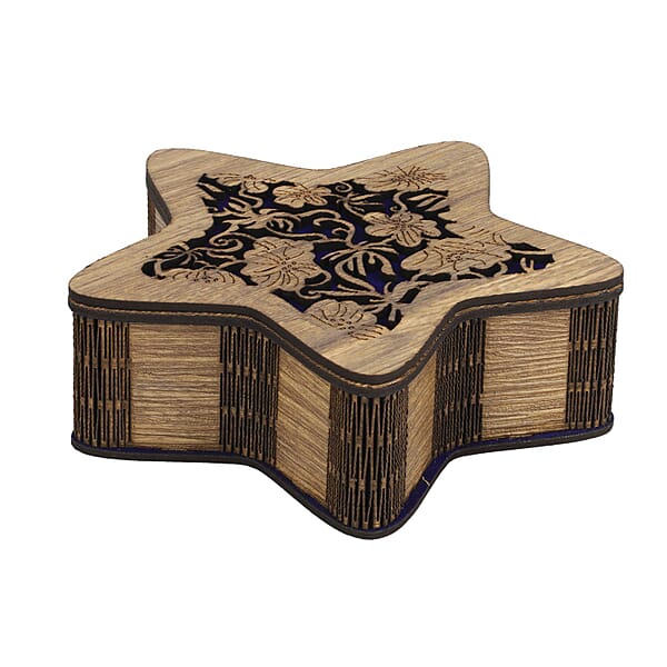 MDF Star Shape Floral Jewellery Box (Size 16x16x5 Cm) - Dark Blue ...