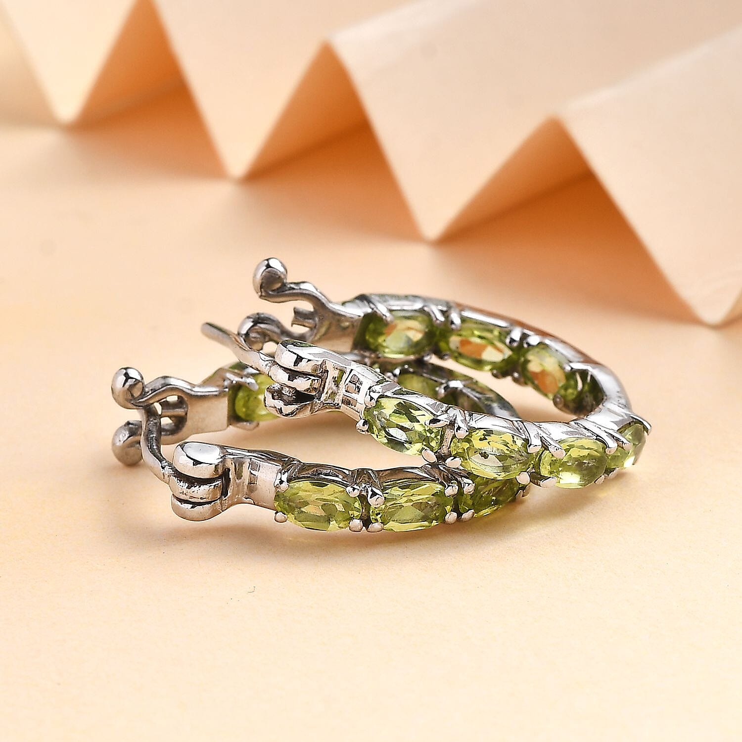 Peridot Inside Out Hoop Earrings, 3.32 ct. - 7832318 - TJC