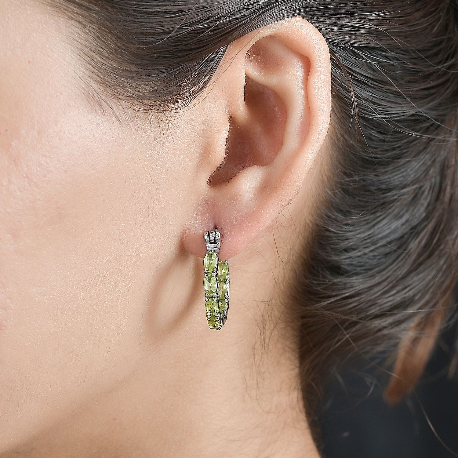 Peridot Inside Out Hoop Earrings, 3.32 ct. - 7832318 - TJC