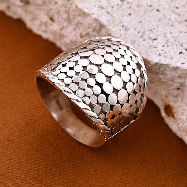 Royal Bali Collection - Handmade Sterling Silver Pebble Ring, Silver Wt ...