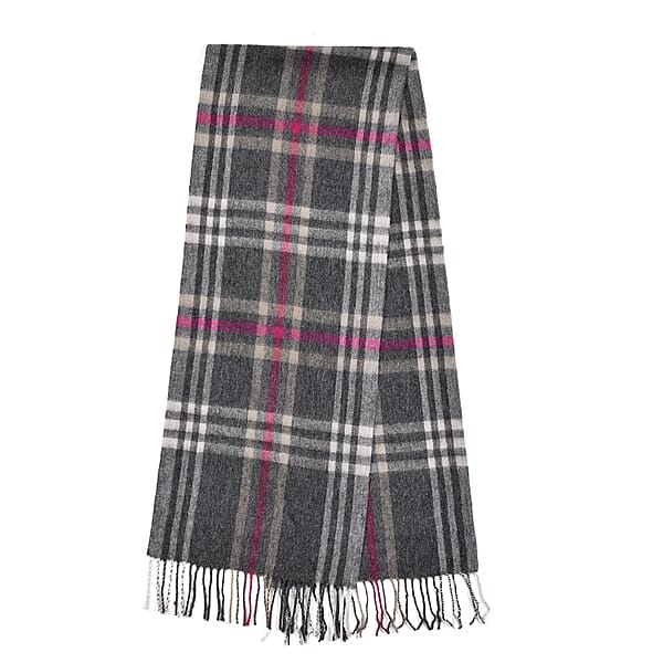 LA MAREY 100% Woolen Plaid Pattern Women's Scarf - Grey and Red ...