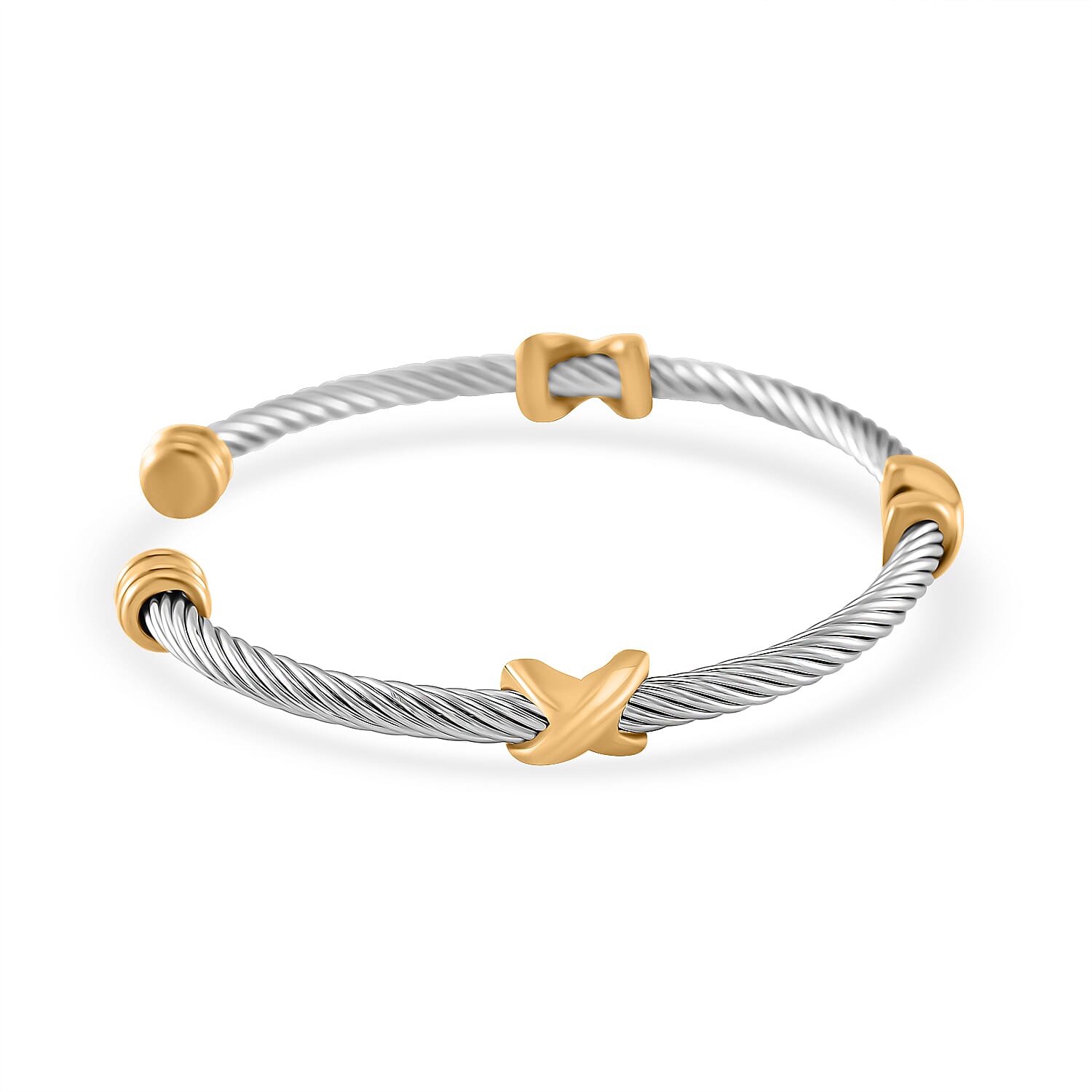 Dual Tone Criss Cross Bangle (Size - 7.5) - 7843736 - TJC