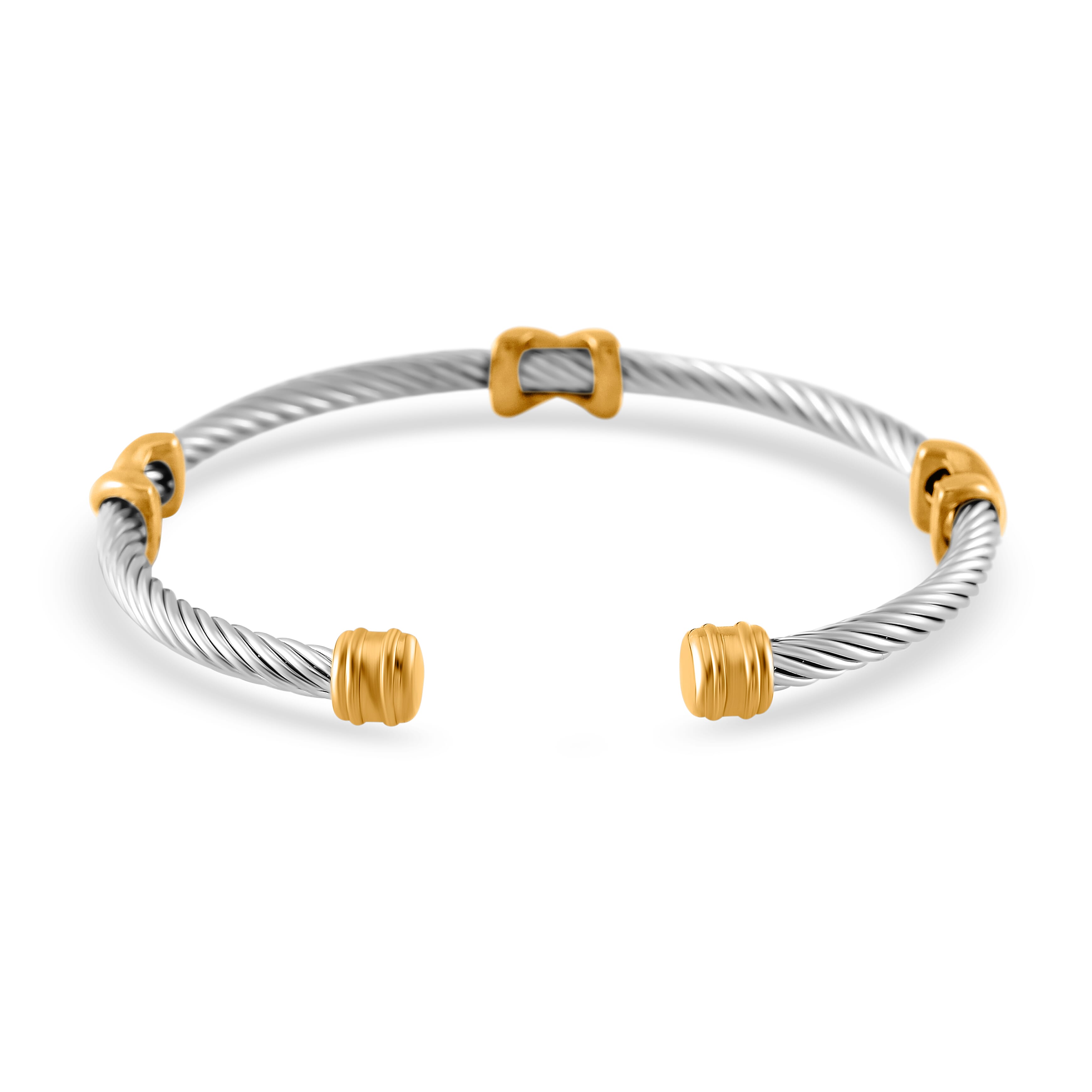 Dual Tone Criss Cross Bangle (Size - 7.5) - 7843736 - TJC