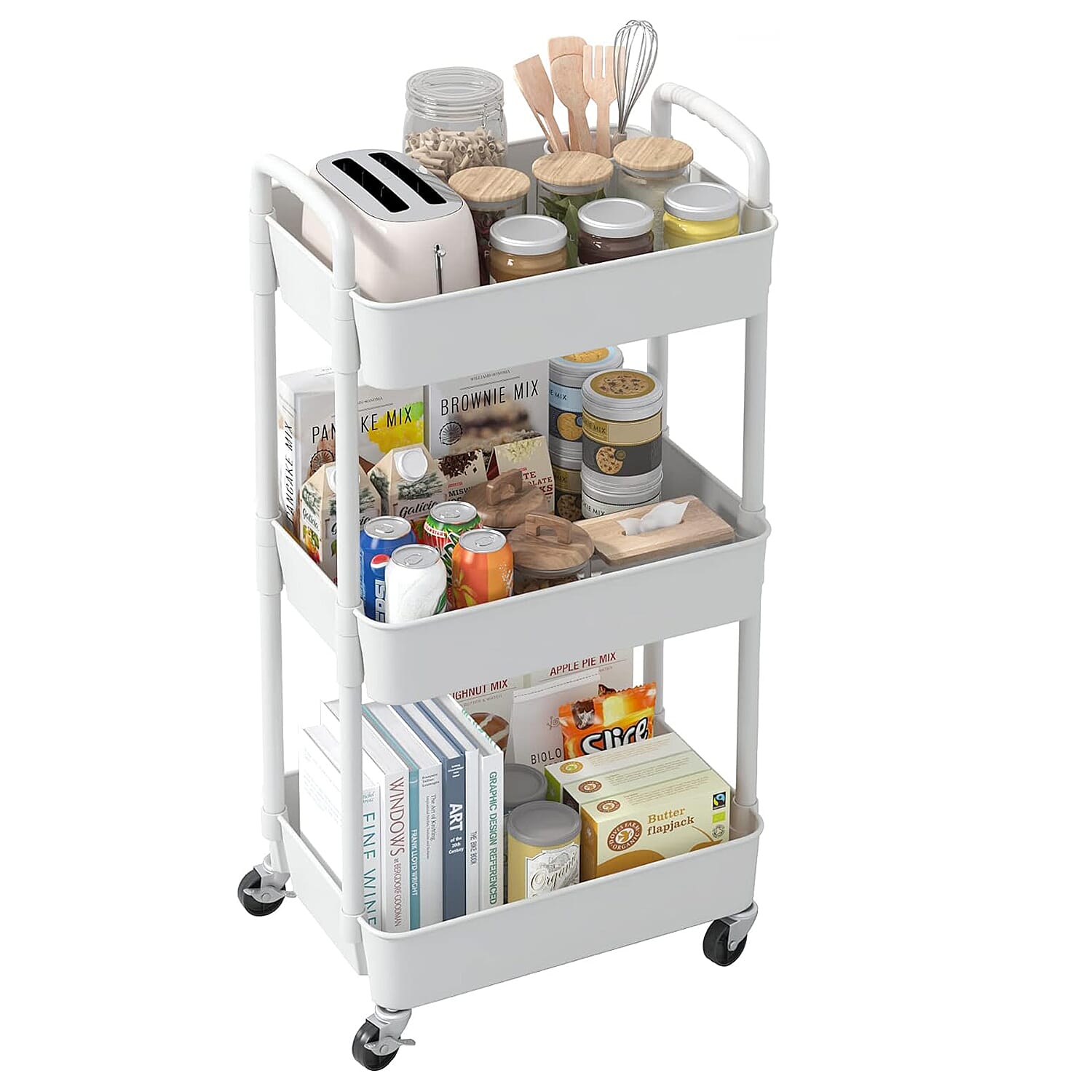 Cookware - 3 Tier Storage Cart Rack Trolley - White - 7858470 - TJC