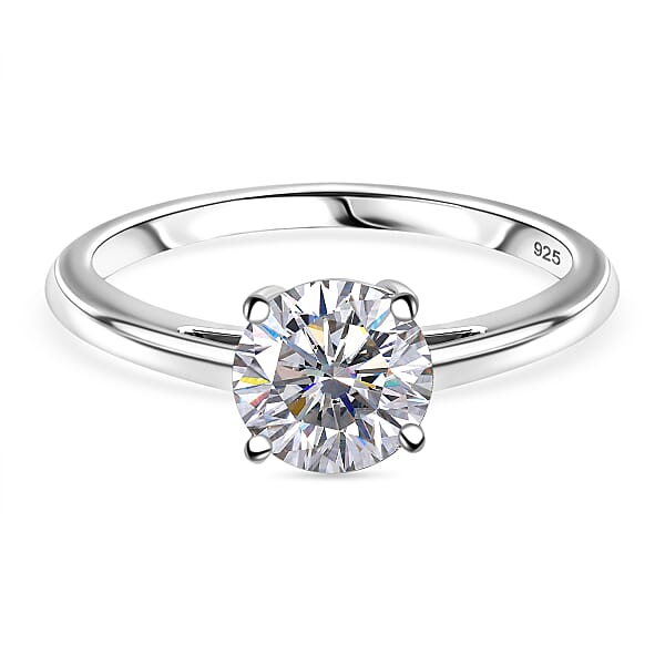 J Francis - Swarovski Zirconia Solitaire Ring in Platinum Overlay ...