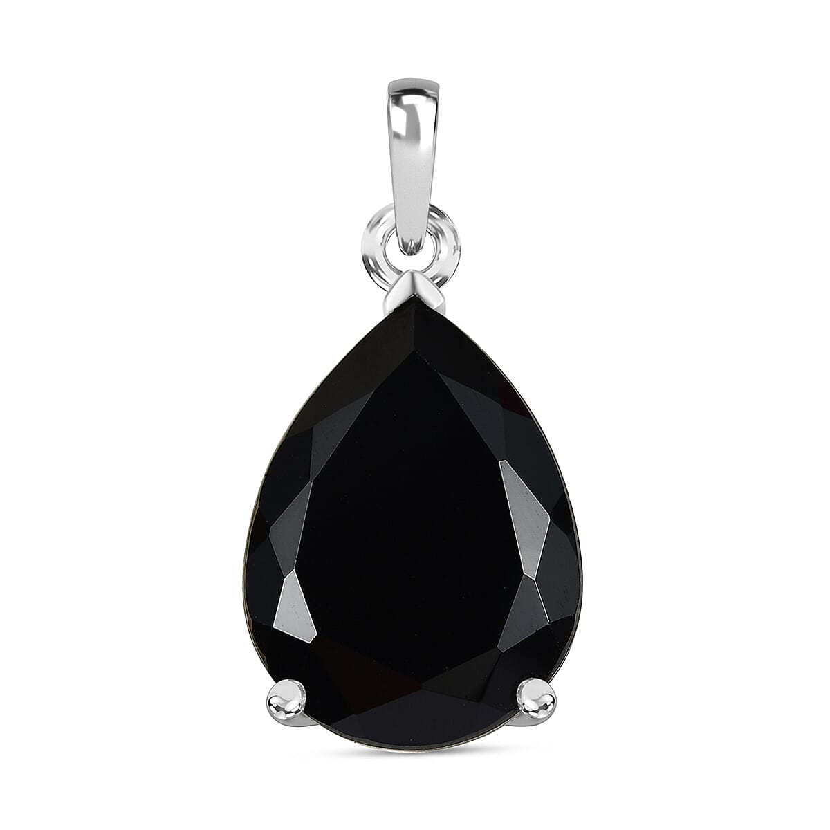 One Time Deal - Natural Black Spinel Pendant in Rhodium Overlay ...