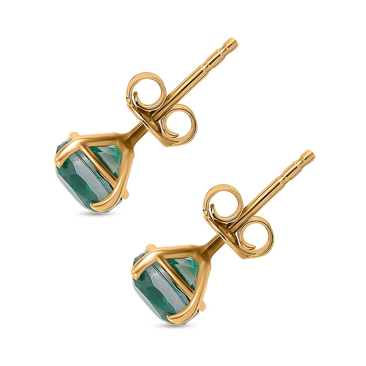 Peacock Triplet Quartz Solitaire Stud Push Post Earrings in 14K Yellow ...