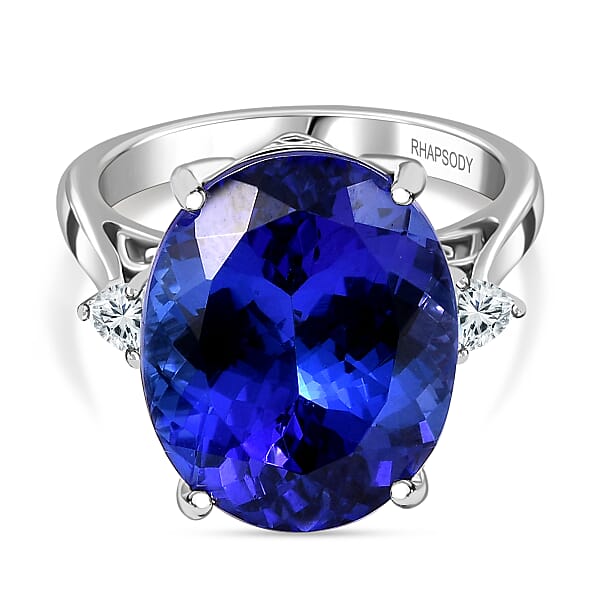 950 Platinum AAAA Tanzanite, White Diamond EF, VS Solitaire Ring ...