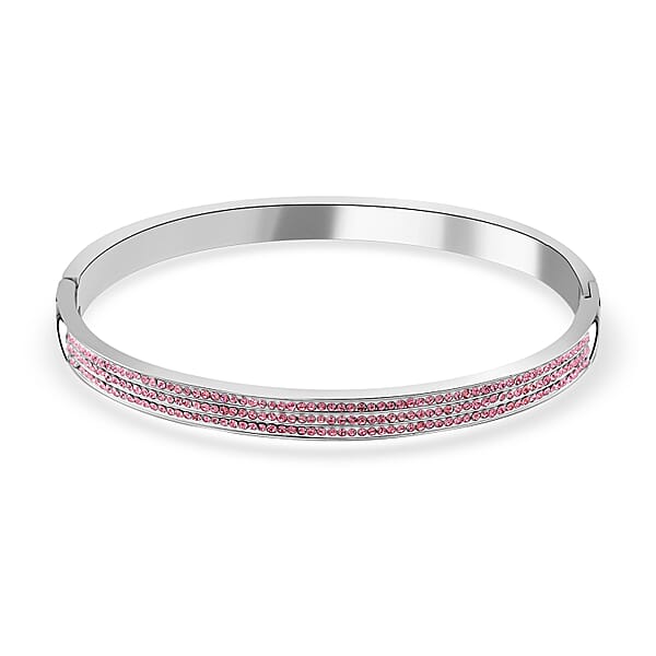 Pink Crystal Hinged Bangle (Size 7.25) - 7874253 - TJC