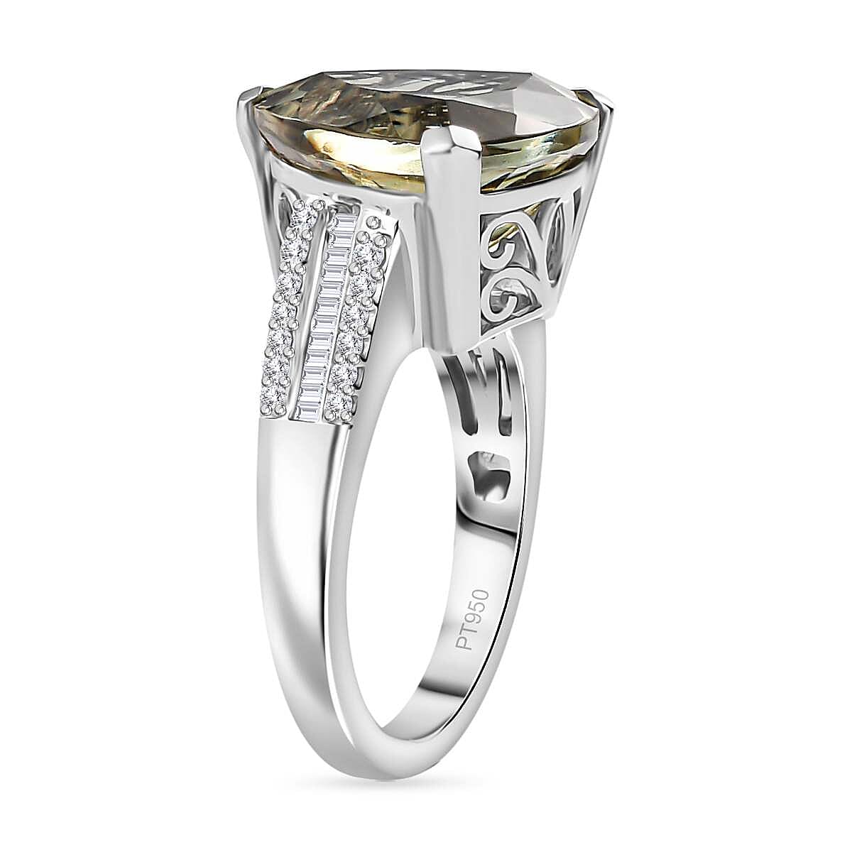 RHAPSODY 950 Platinum AAAA Turkizite, White Diamond Ring 10.25 Ct ...